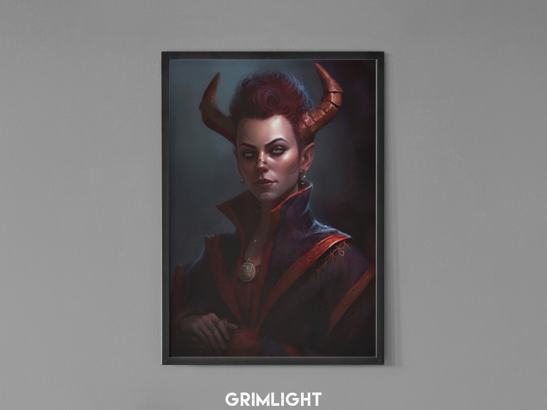 Shadowcaster Female Tiefling Wizard Digital Art Instant Digital ...