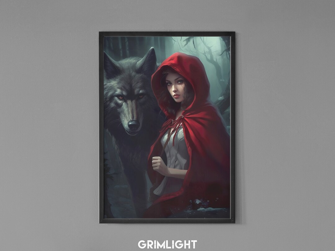 Crimson Tale Red Hood and the Wolf Digital Art Portrait Art Fairy Tale ...