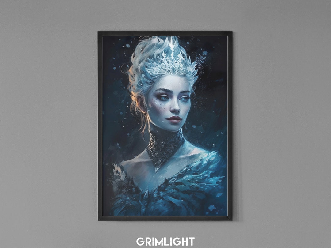 Frosty Elegance Snow Queen Digital Art Portrait Art Fairy Tale Wall ...