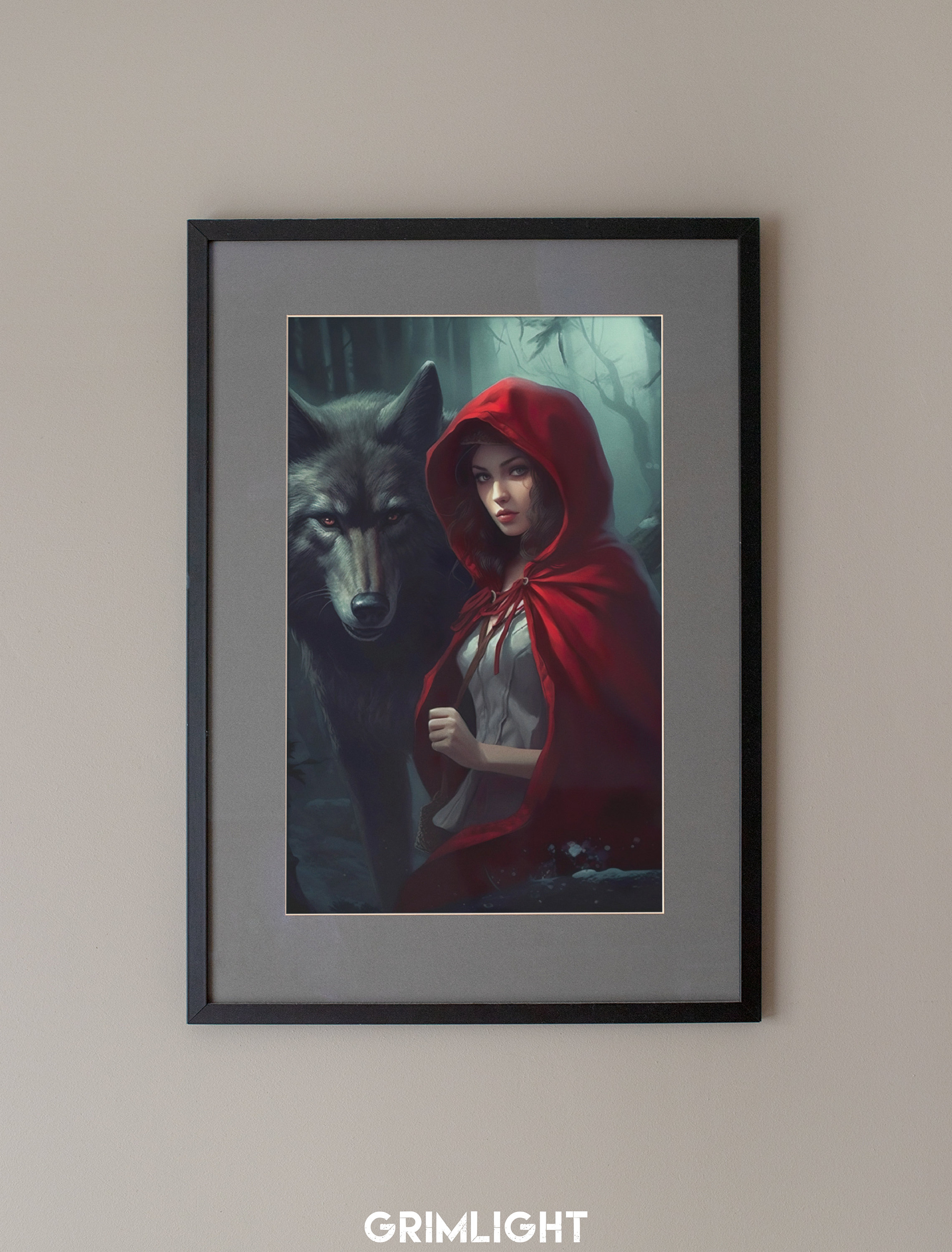 Crimson Tale Red Hood and the Wolf Digital Art Portrait Art Fairy Tale ...