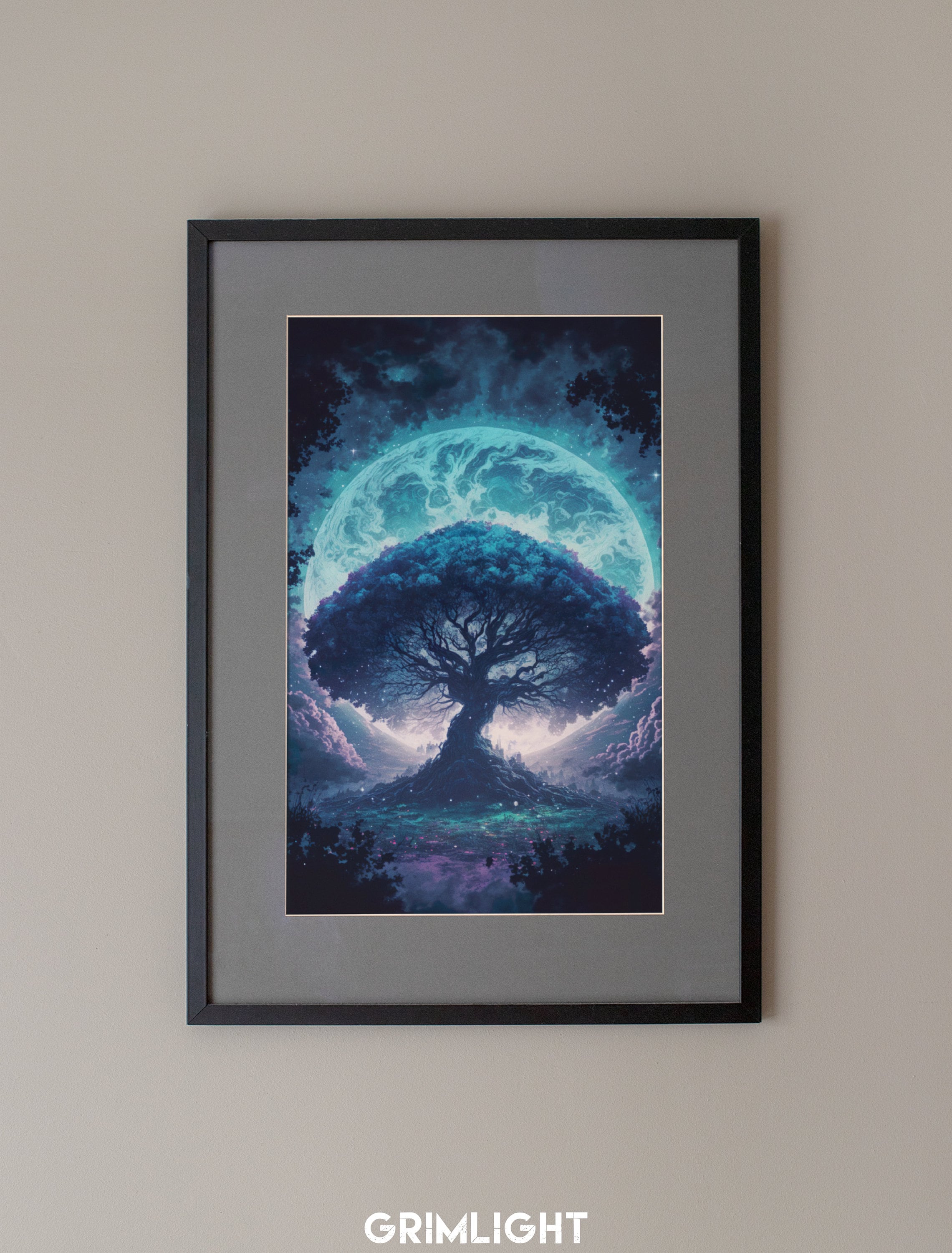 Enchanted Moonlight Magical Moon Tree Art Fantasy Tree Wall Decor ...