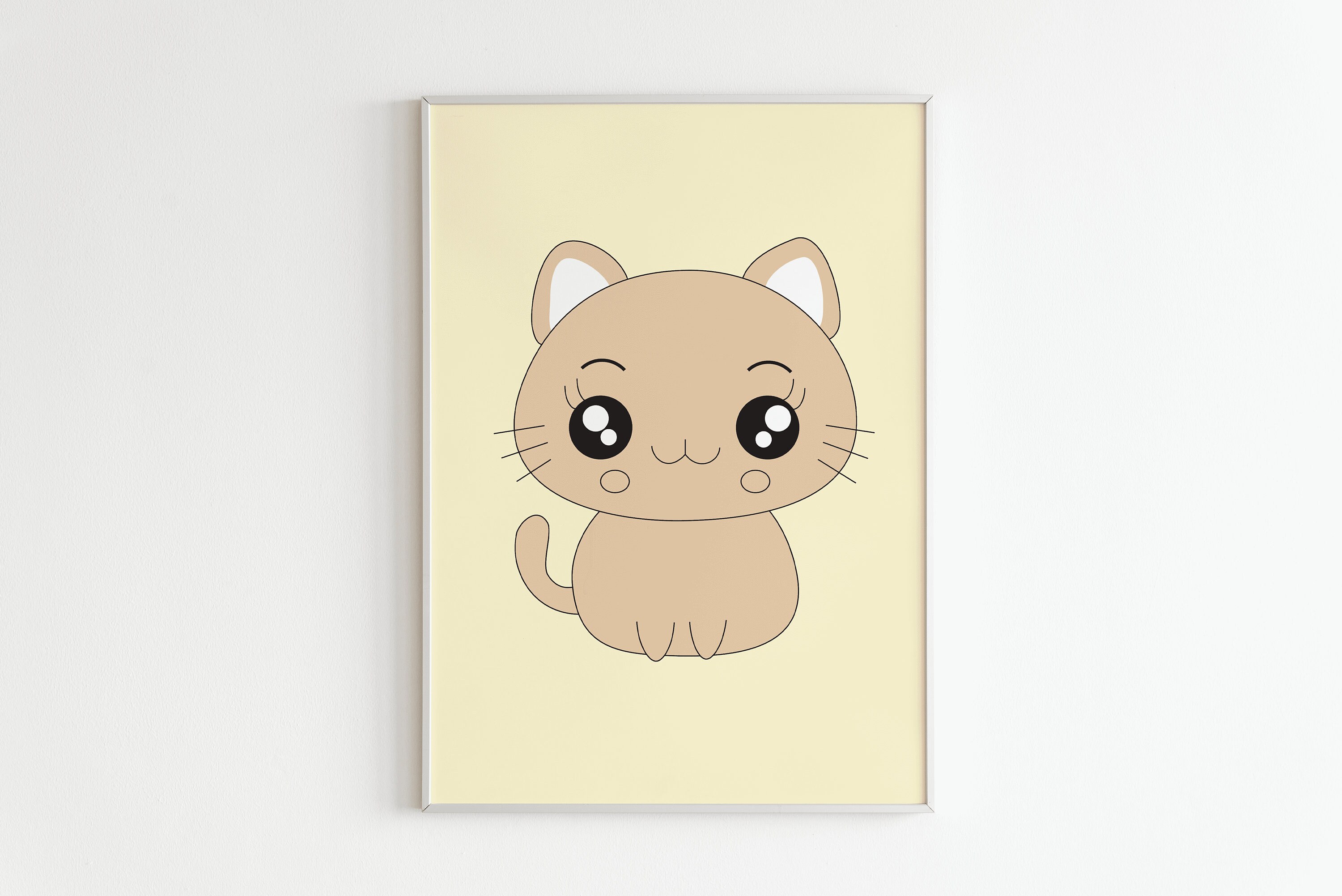 Cute Cat Wall Art, Minimalist Modern Bedroom Living Room Wall Decor ...