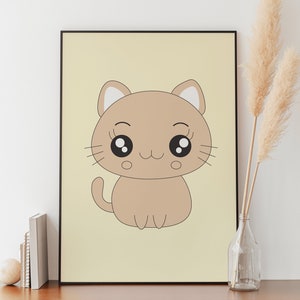 Cute Cat Wall Art, Minimalist Modern Bedroom Living Room Wall Decor ...