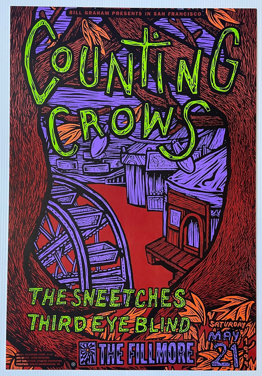 Counting Crows Concert Poster 1994 F-144 Vintage Fillmore Poster Print ...
