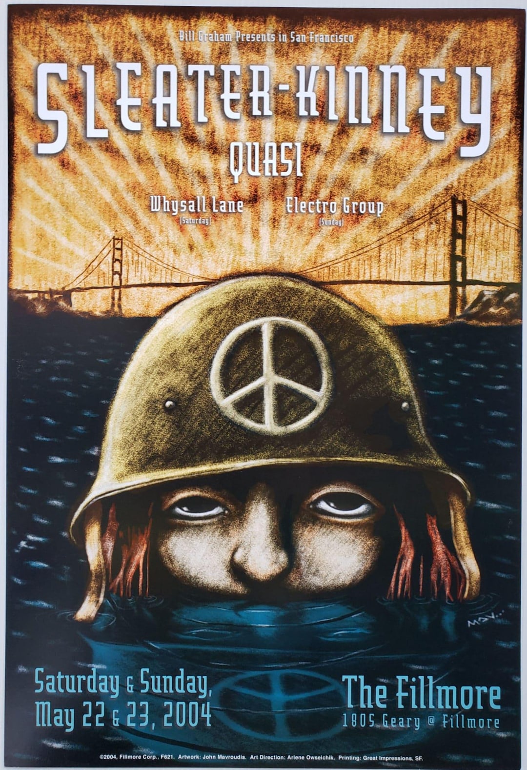 Sleater Kinney Concert Poster San Francisco 2004 F-621 the Fillmore - Etsy