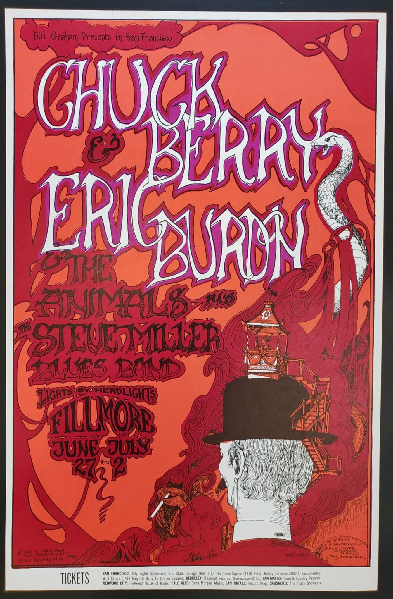 Chuck Berry Concert Poster 1967 Animals Fillmore - Etsy