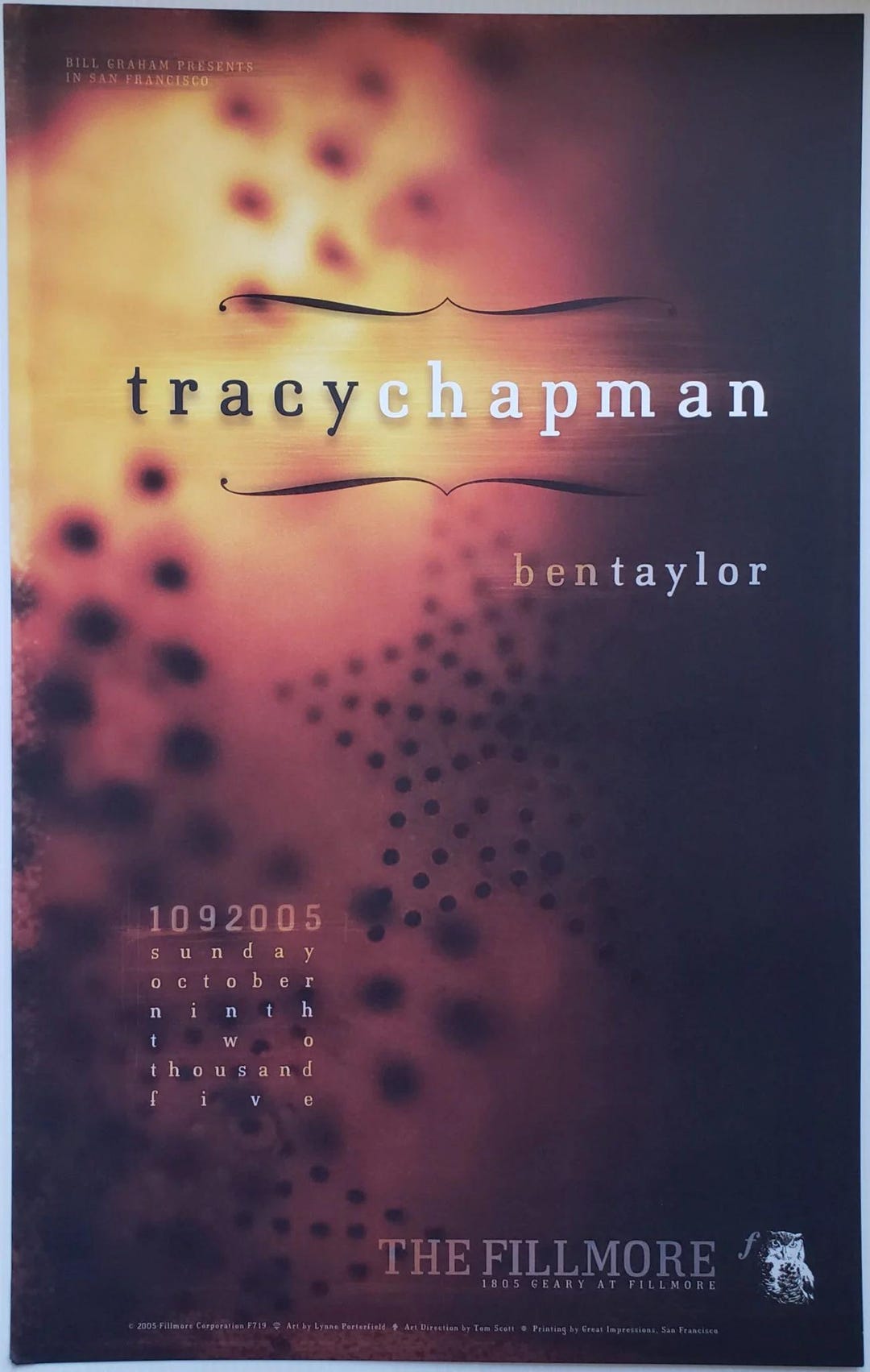 Tracy Chapman Concert Poster San Francisco 2005 F-719 the Fillmore - Etsy
