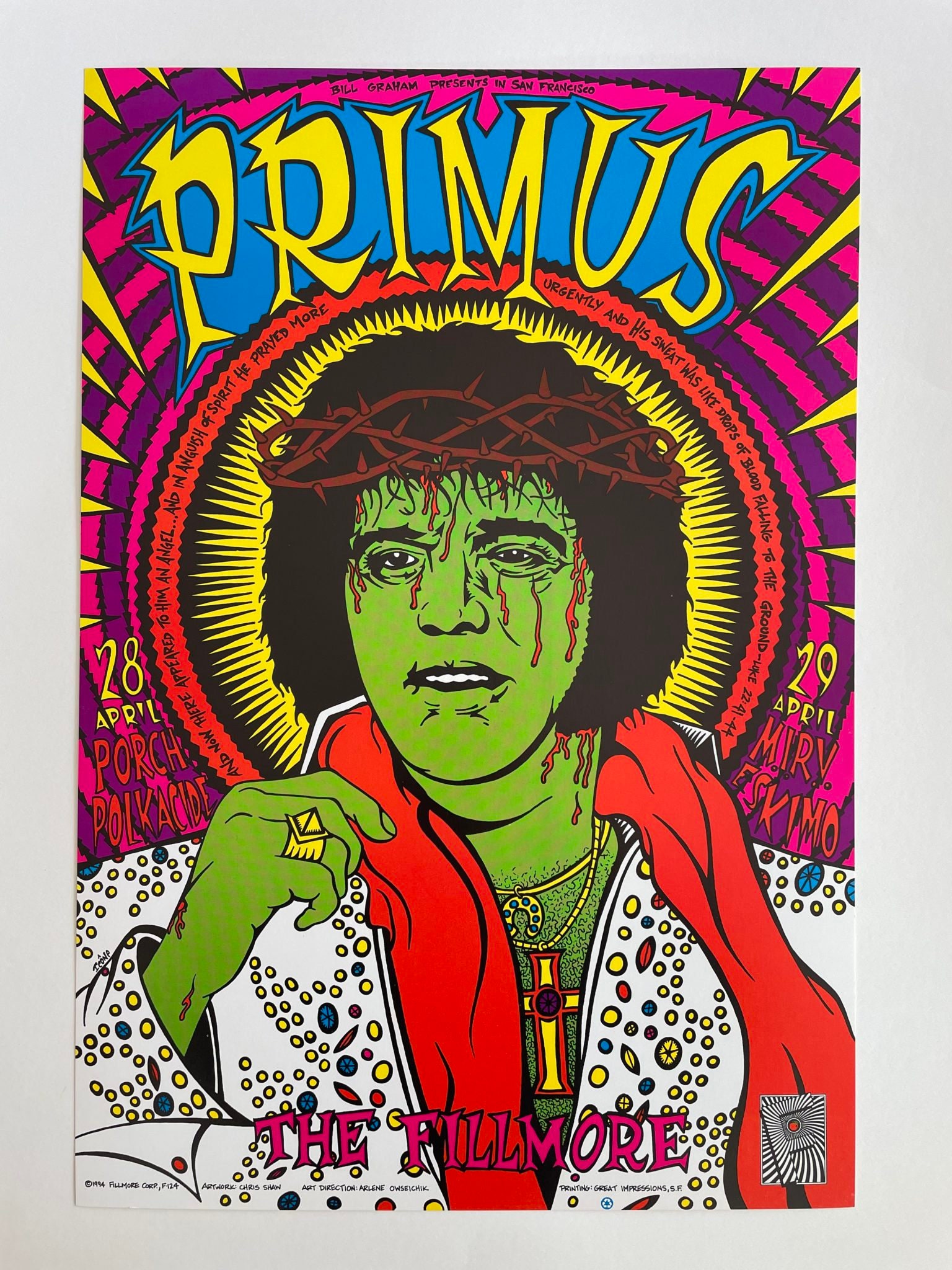 Primus Concert Poster 1994 F-124 Fillmore - Etsy