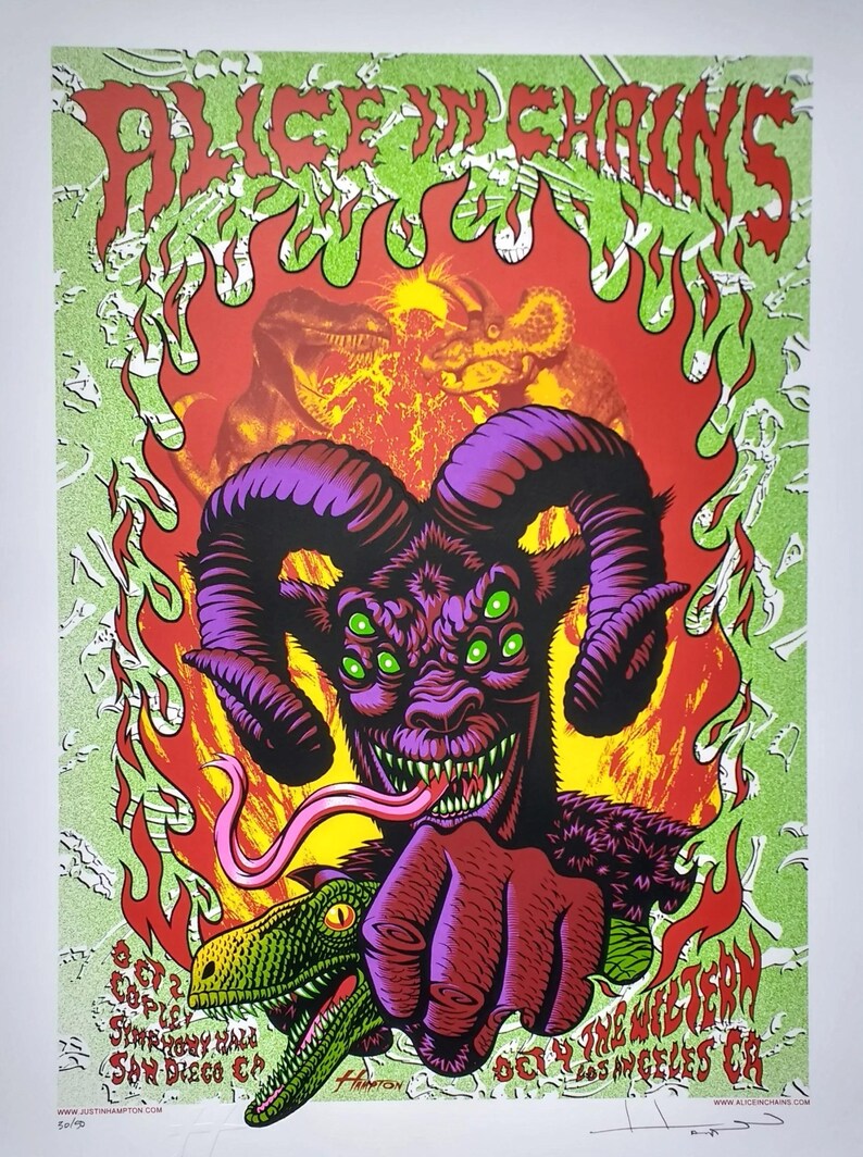 Alice in Chains Concert Poster 2016 Justin Hampton Green Variant - Etsy