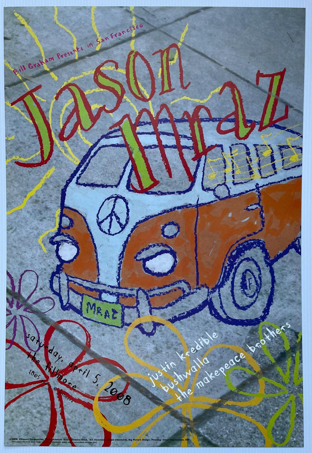 Jason Mraz Concert Poster 2008 F-930 Fillmore - Etsy