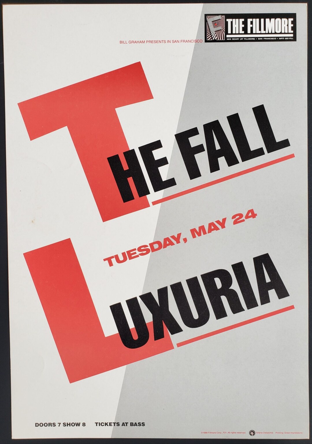 The Fall Concert Poster 1988 F-21 Vintage Fillmore Poster Print ...