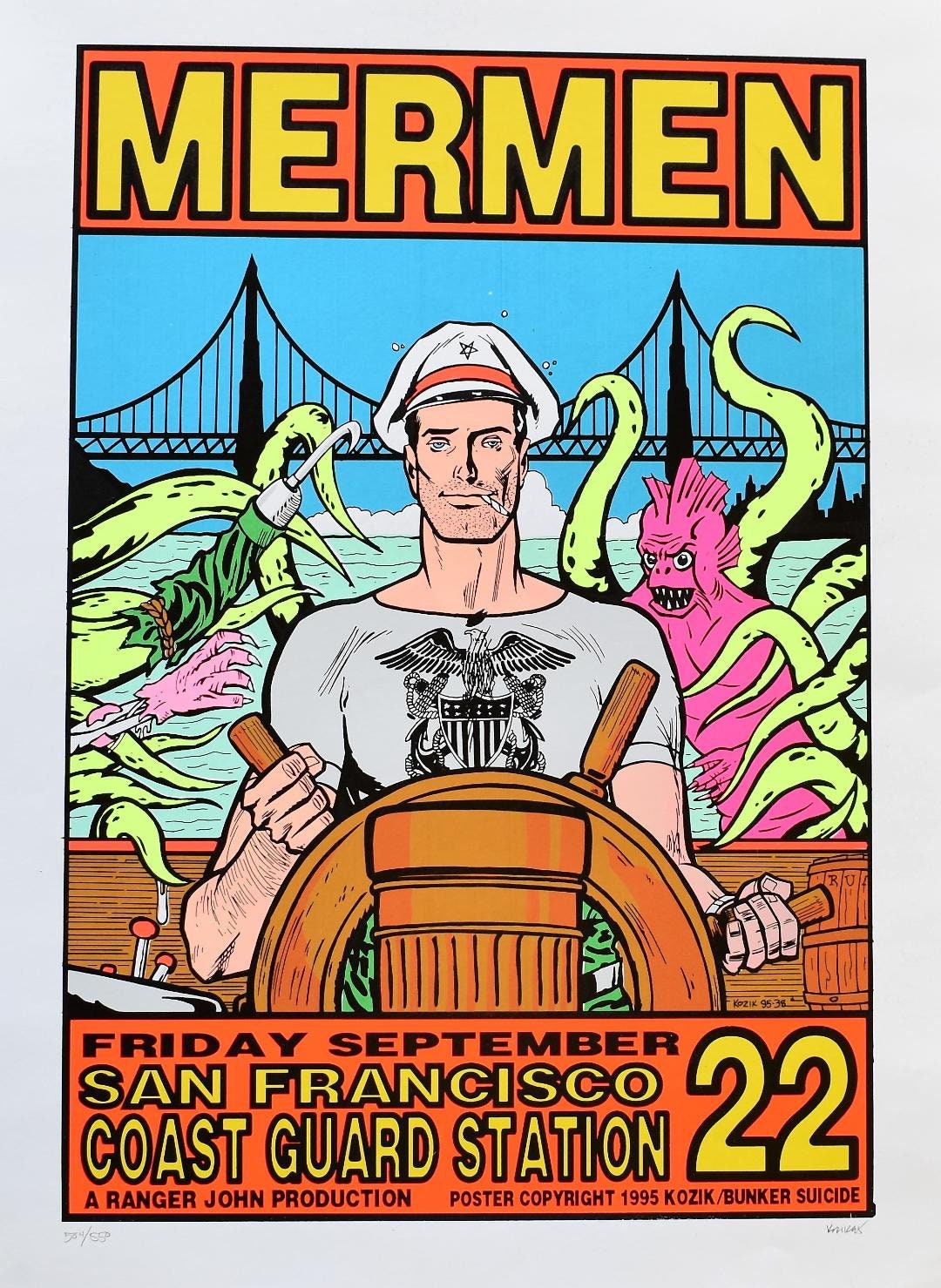 Merman Concert Poster Frank Kozik Sn San Francisco 1995 Vintage Poster Print Aesthetic Music