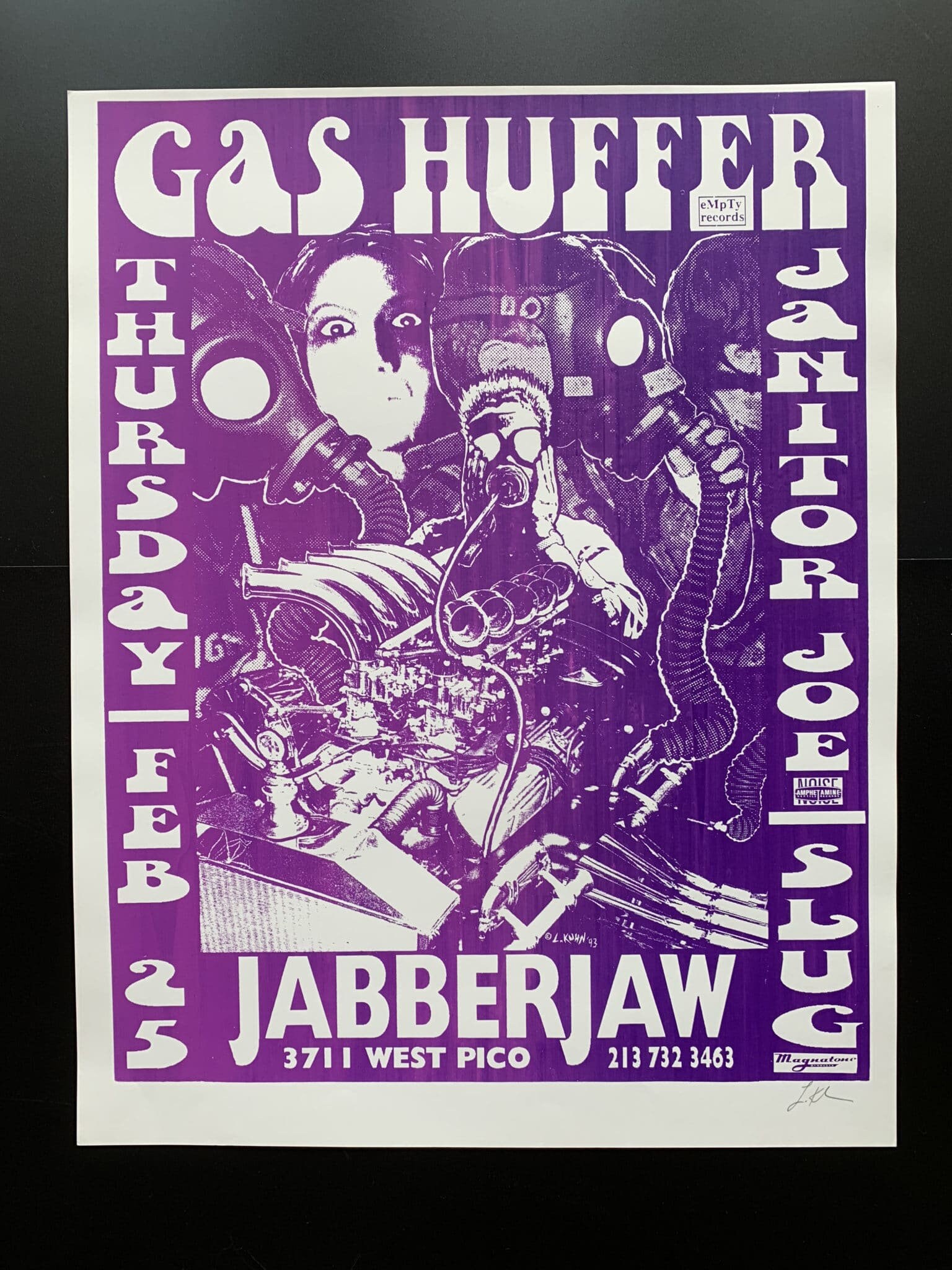 Gas Huffer Concert Poster Lindsey Kuhn Signed Jabberjaw 1993 - Etsy