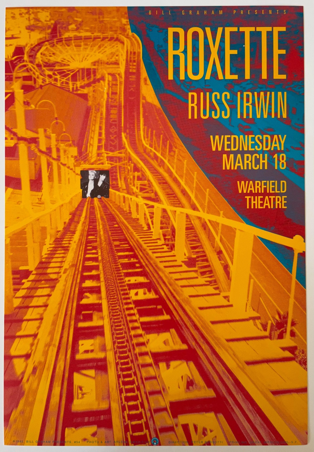 Roxette Concert Poster San Francisco 1992 BGP-54 the Warfield - Etsy