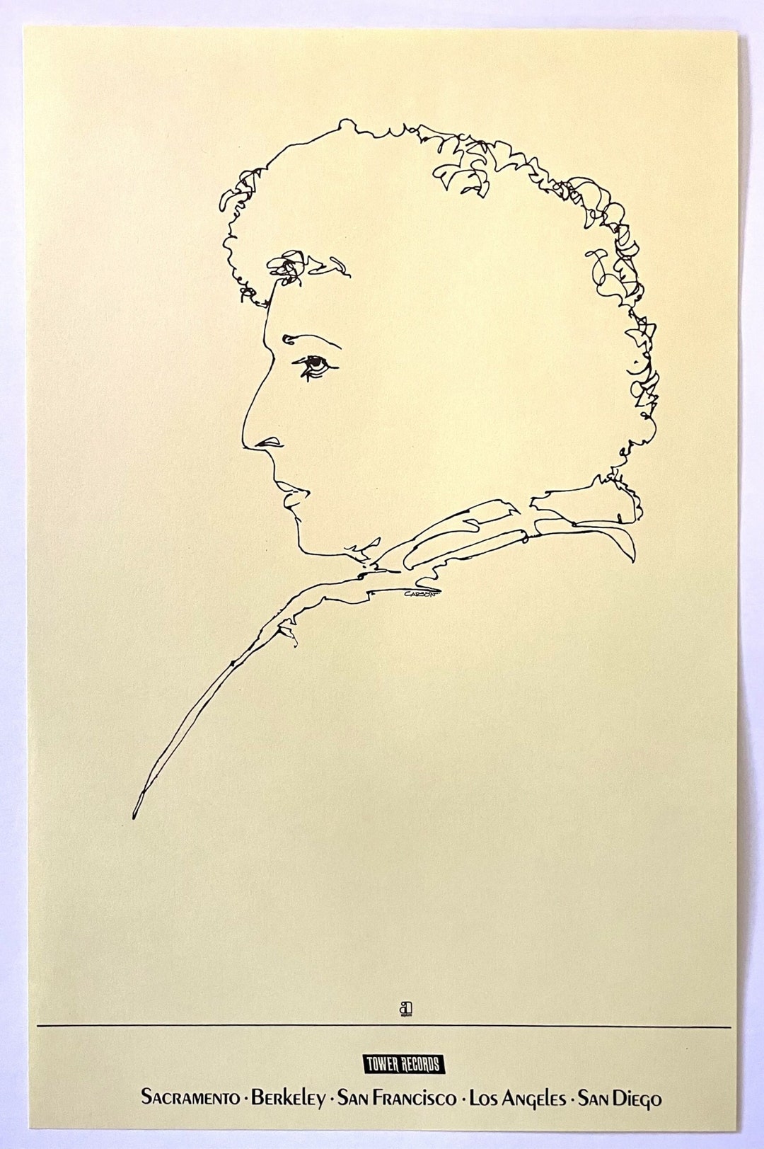 Bob Dylan Tower Records Promo Poster Yellow Vintage Poster Print ...