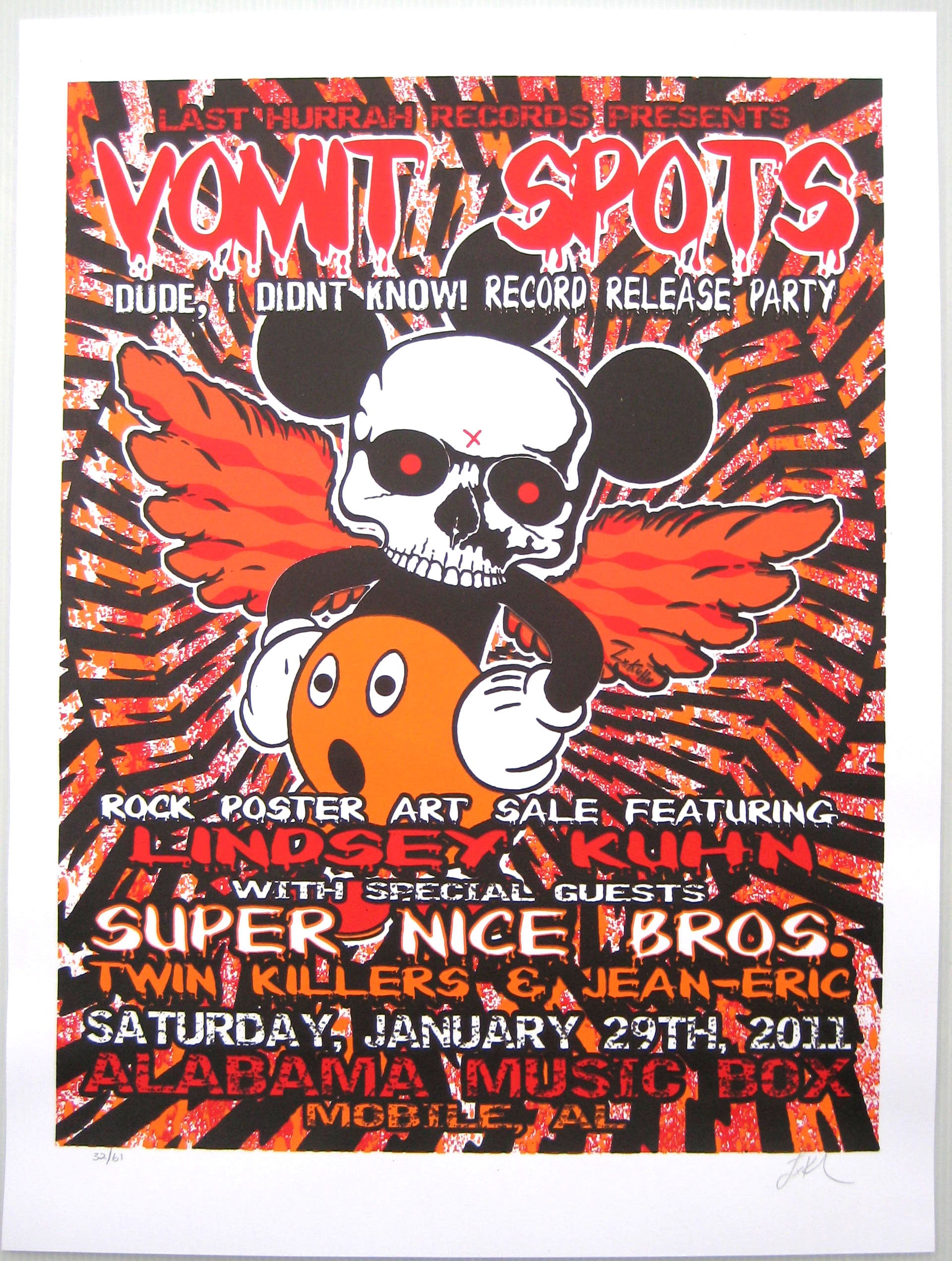 Vomit Spots Concert Poster Lindsey Kuhn S/N Vintage Poster Print ...