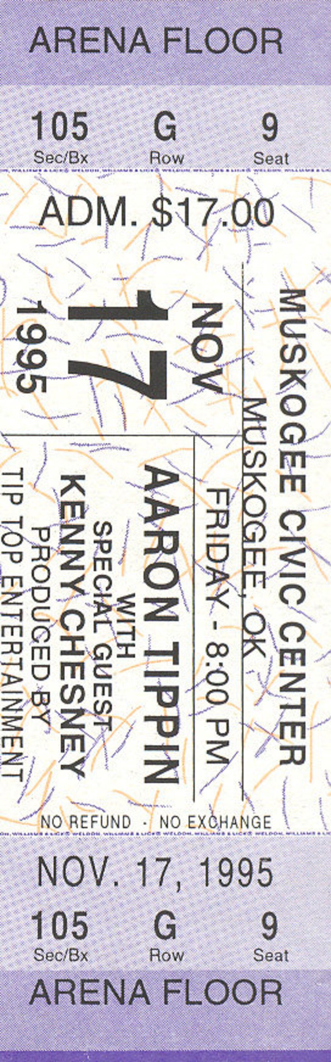 Kenny Chesney Concert Ticket 1995 Blue-vintage Pop Culture Music ...
