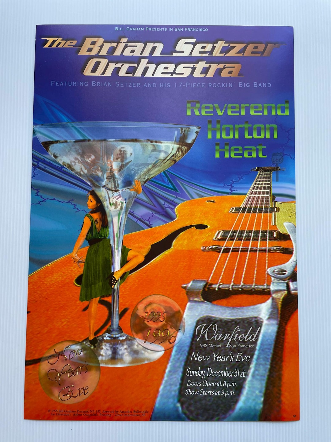 Brian Setzer Orchestra Concert Poster 1995 BGP-135 Warfield - Etsy