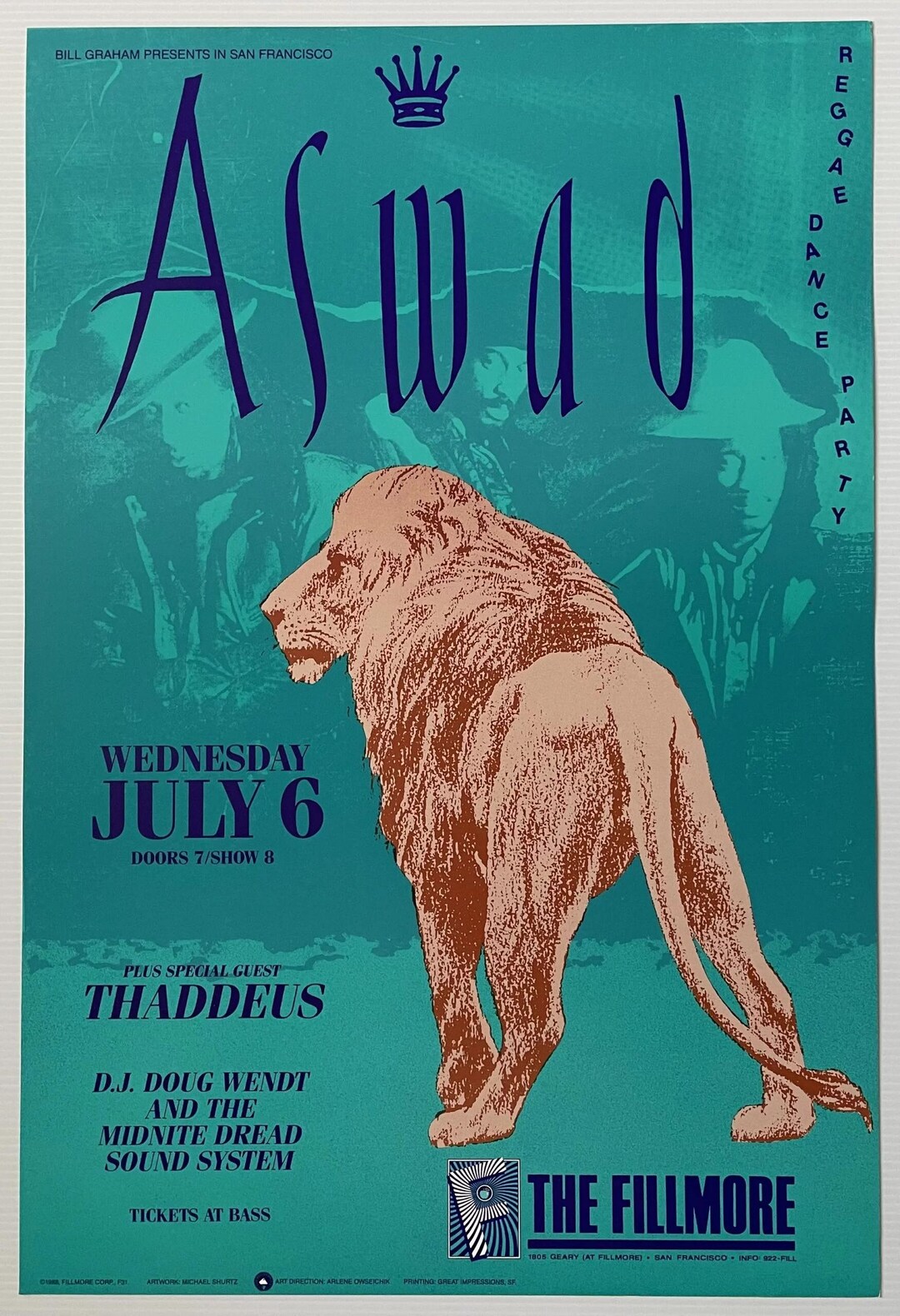 Aswad Concert Poster 1988 F-31 Fillmore - Etsy