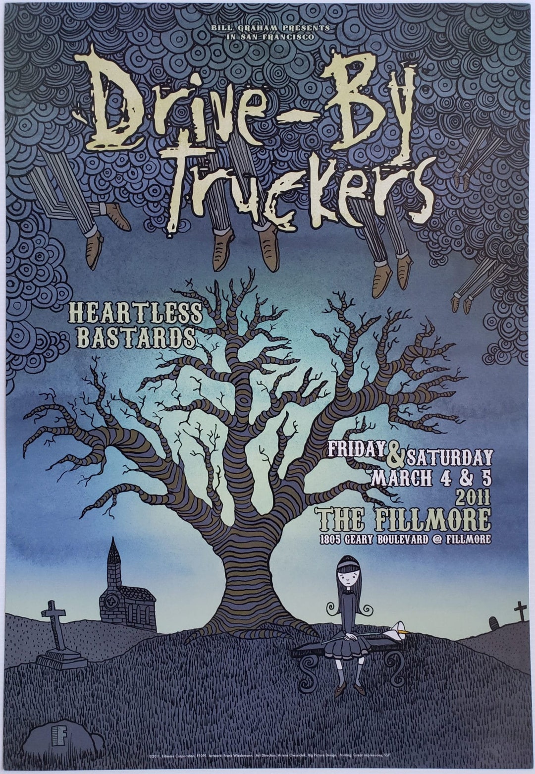 Drive by Truckers Concert Poster 2011 F-1091 Vintage Fillmore Poster ...