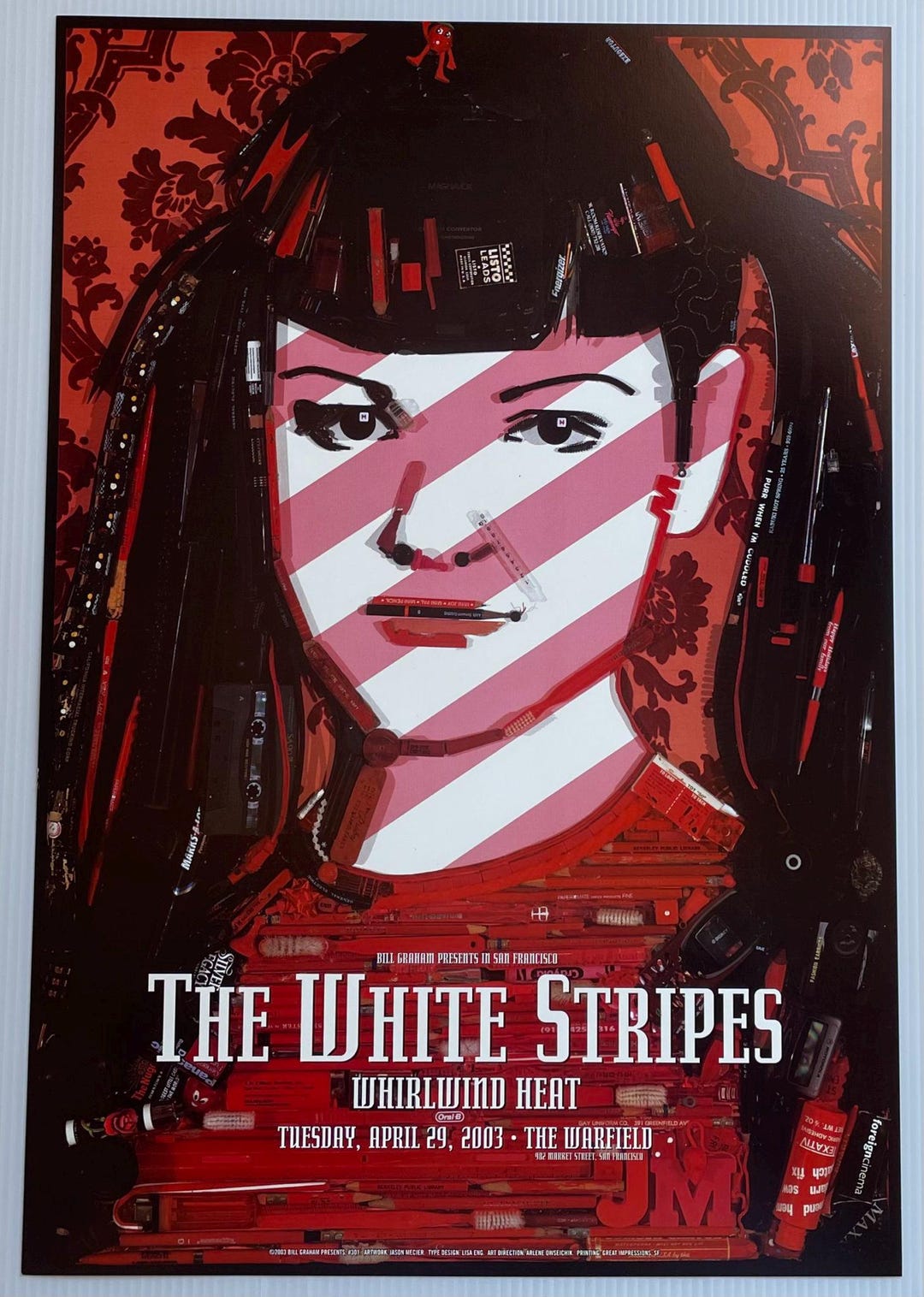 White Stripes Concert Poster 2003 BGP-301 Warfield - Etsy