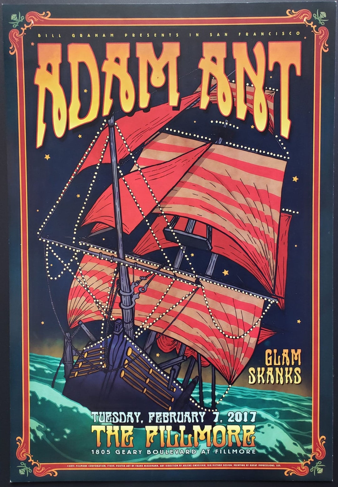 Adam Ant Concert Poster 2017 F-1459 Vintage Fillmore Poster Print ...