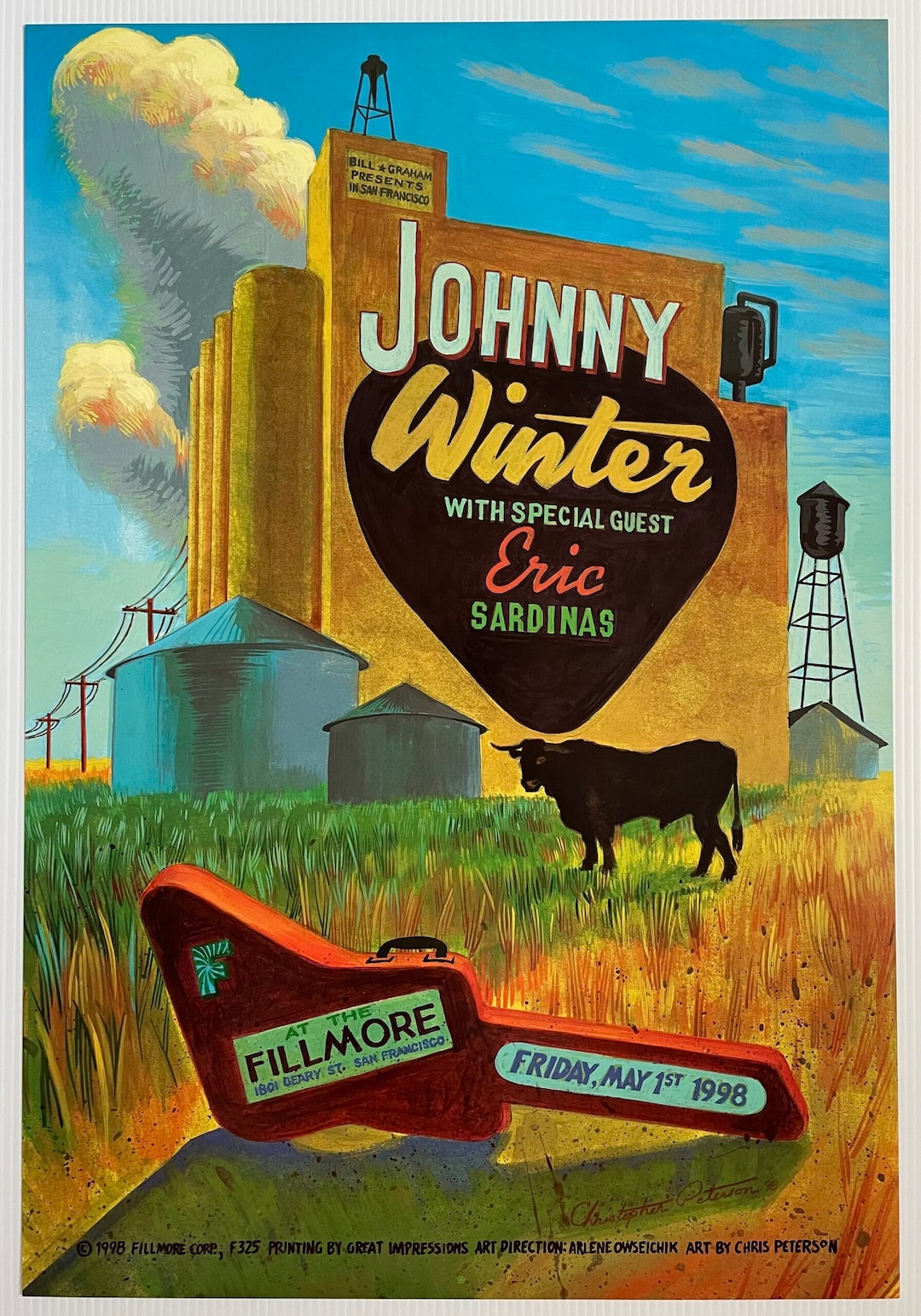 Johnny Winter Concert Poster 1998 F-325 Fillmore - Etsy