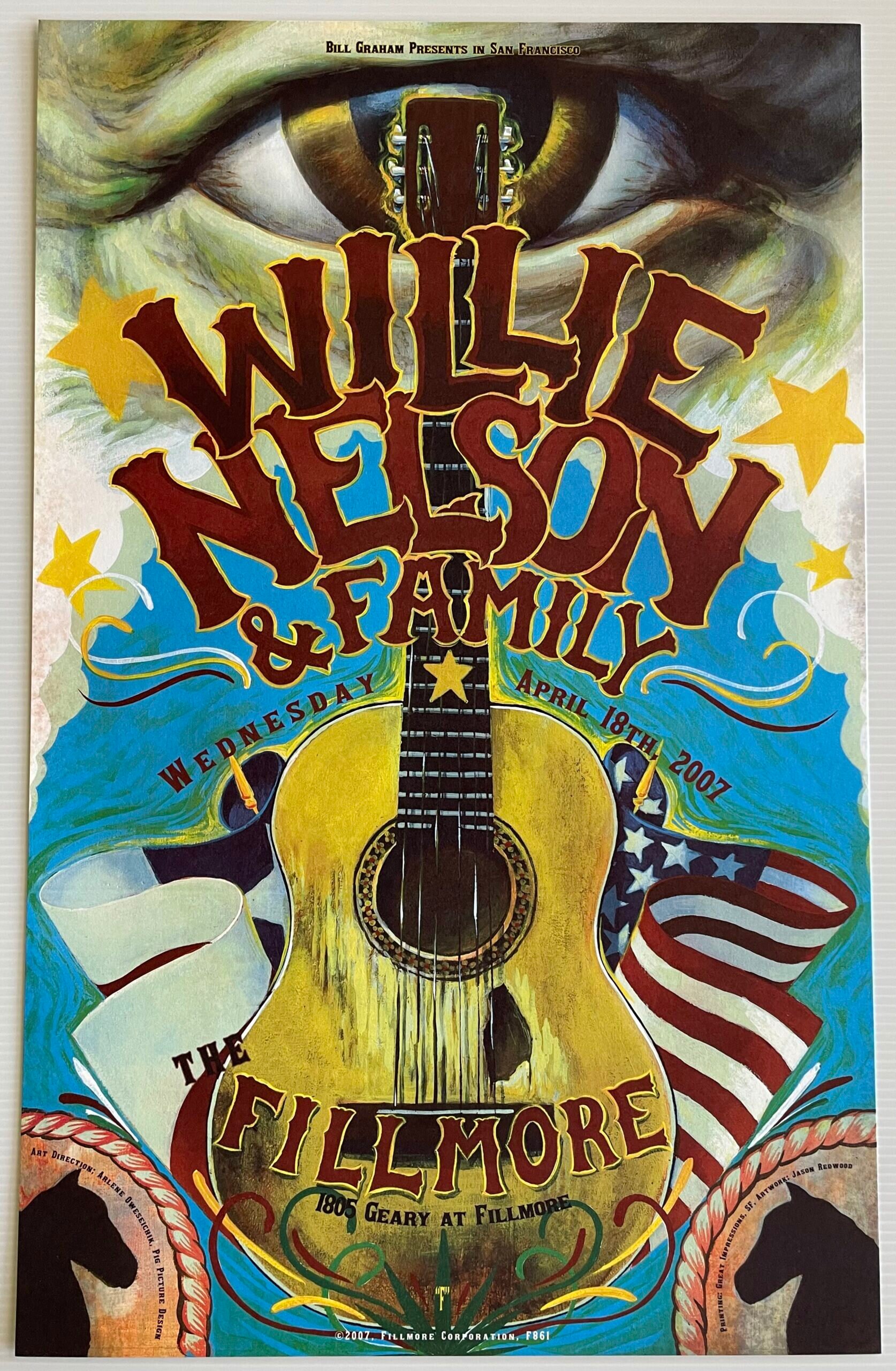 Willie Nelson Concert Poster 2007 F-861 Vintage Fillmore Poster Print ...