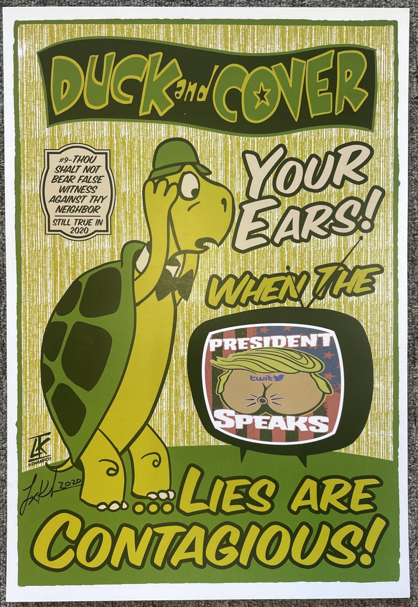 Duck and Cover Poster Lindsey Kuhn Signed Vintage Wall Art Prints ...