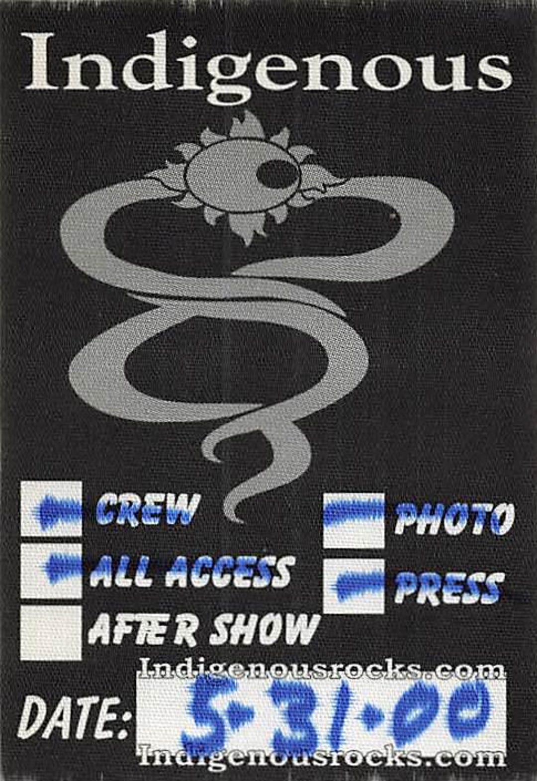 Indigenous Backstage Pass Black After Show Variant - Etsy