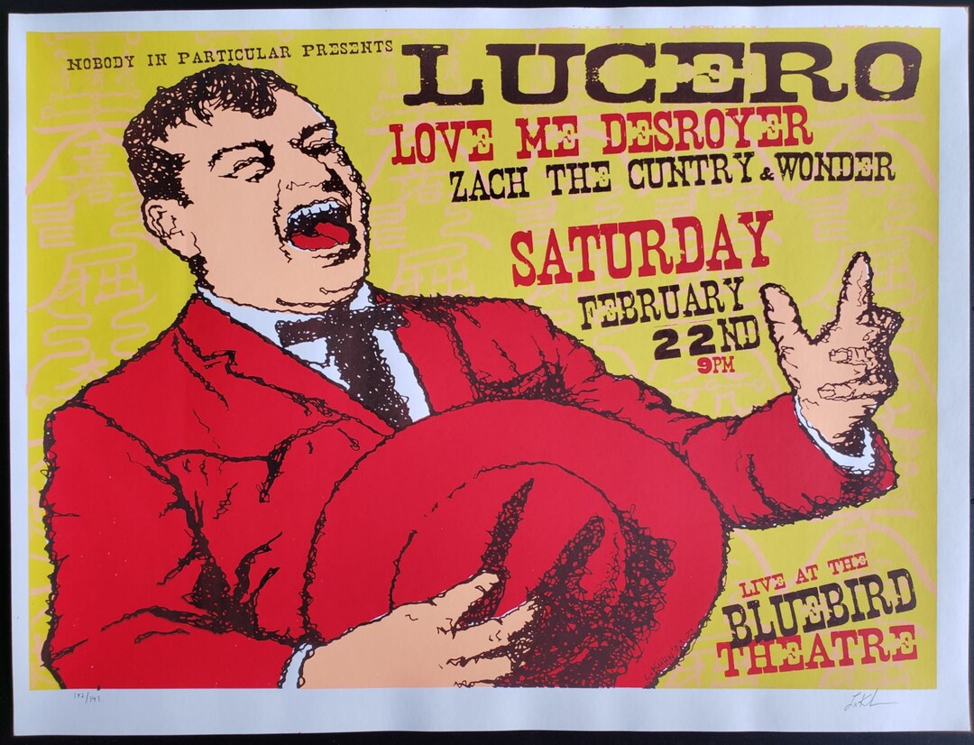 Lucero Concert Poster 2003 Lindsey Kuhn S/N Denver Vintage Poster Print ...