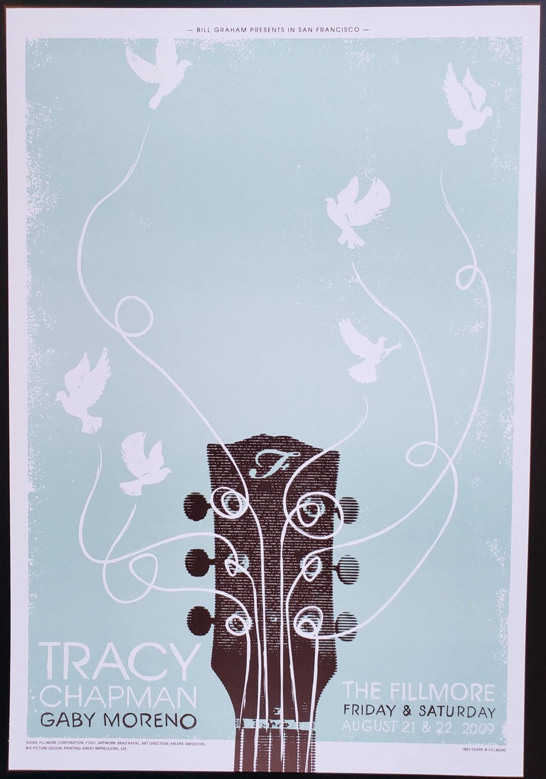Tracy Chapman Concert Poster F-1021 2009 Bluevintage Fillmore Poster ...