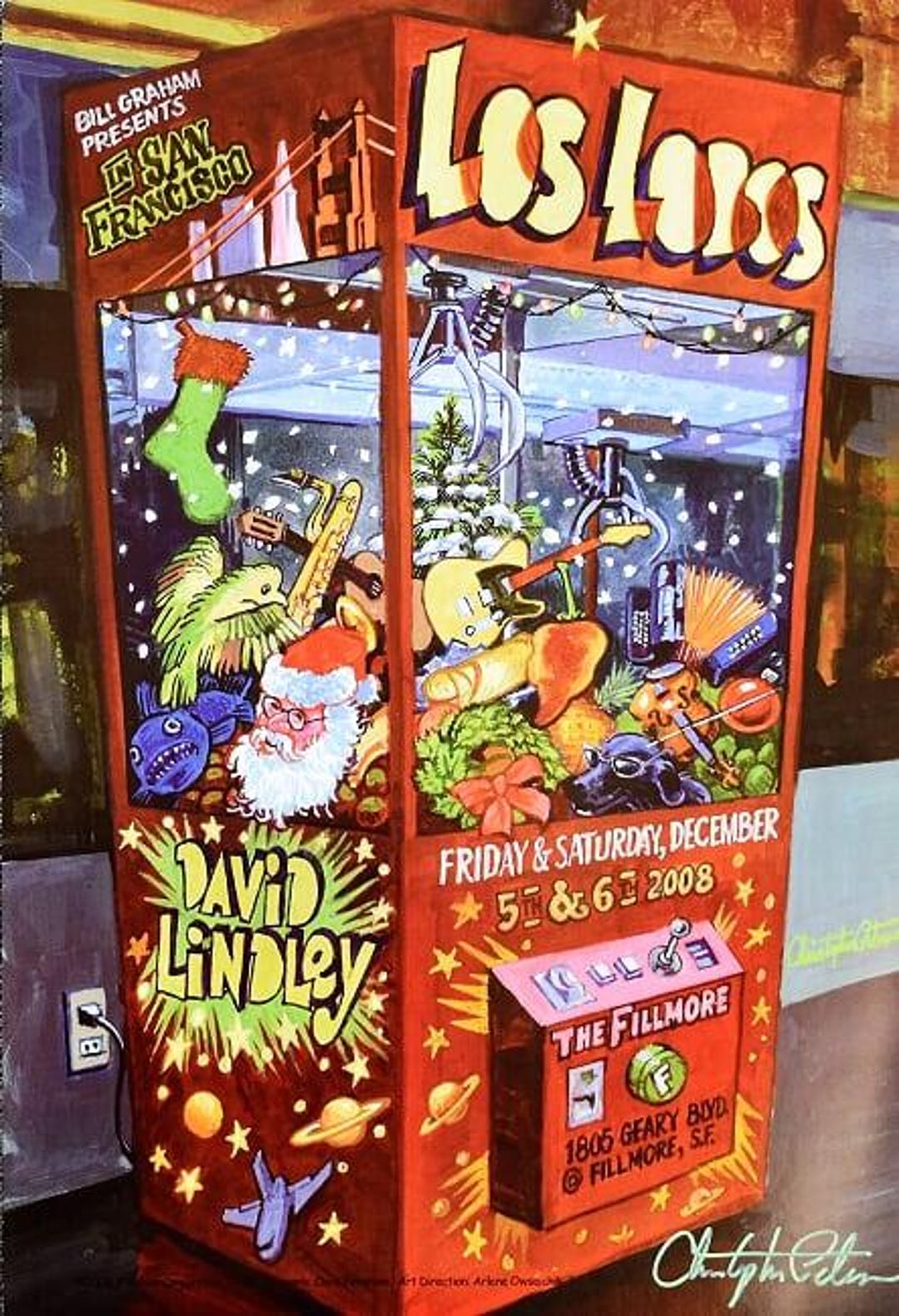 Los Lobos & David Lindley Concert Poster Chris Peterson Signed Fillmore ...