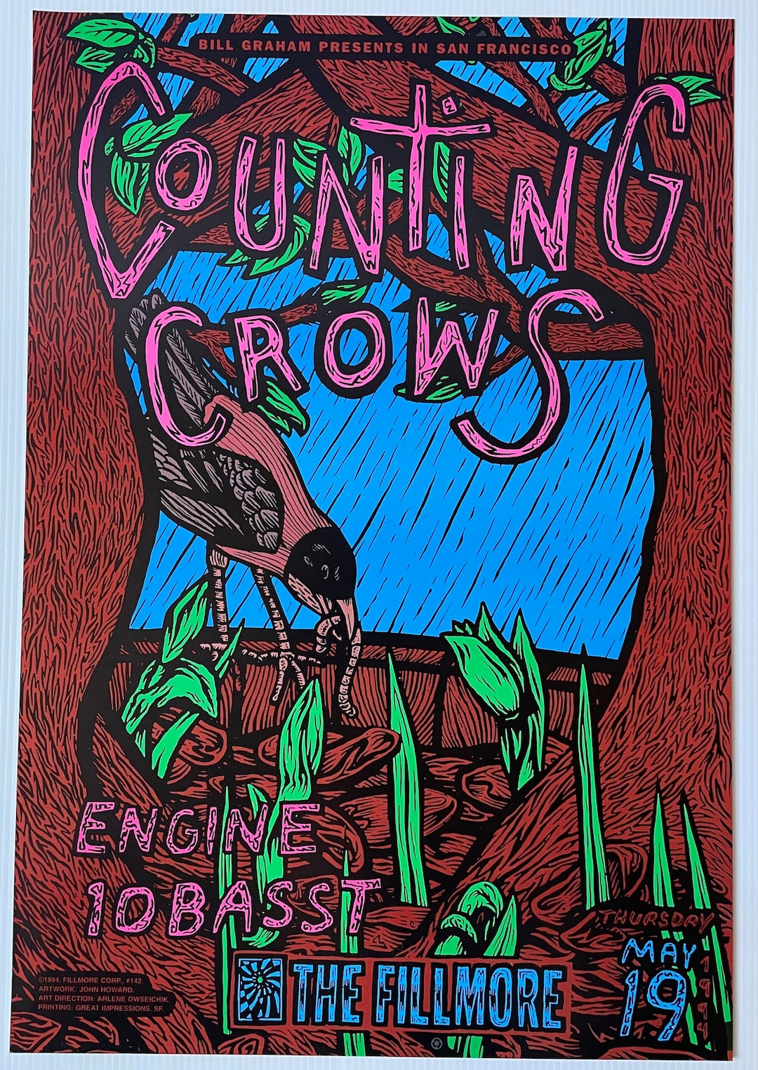 Counting Crows Concert Poster 1994 F-142 Vintage Fillmore Poster Print ...