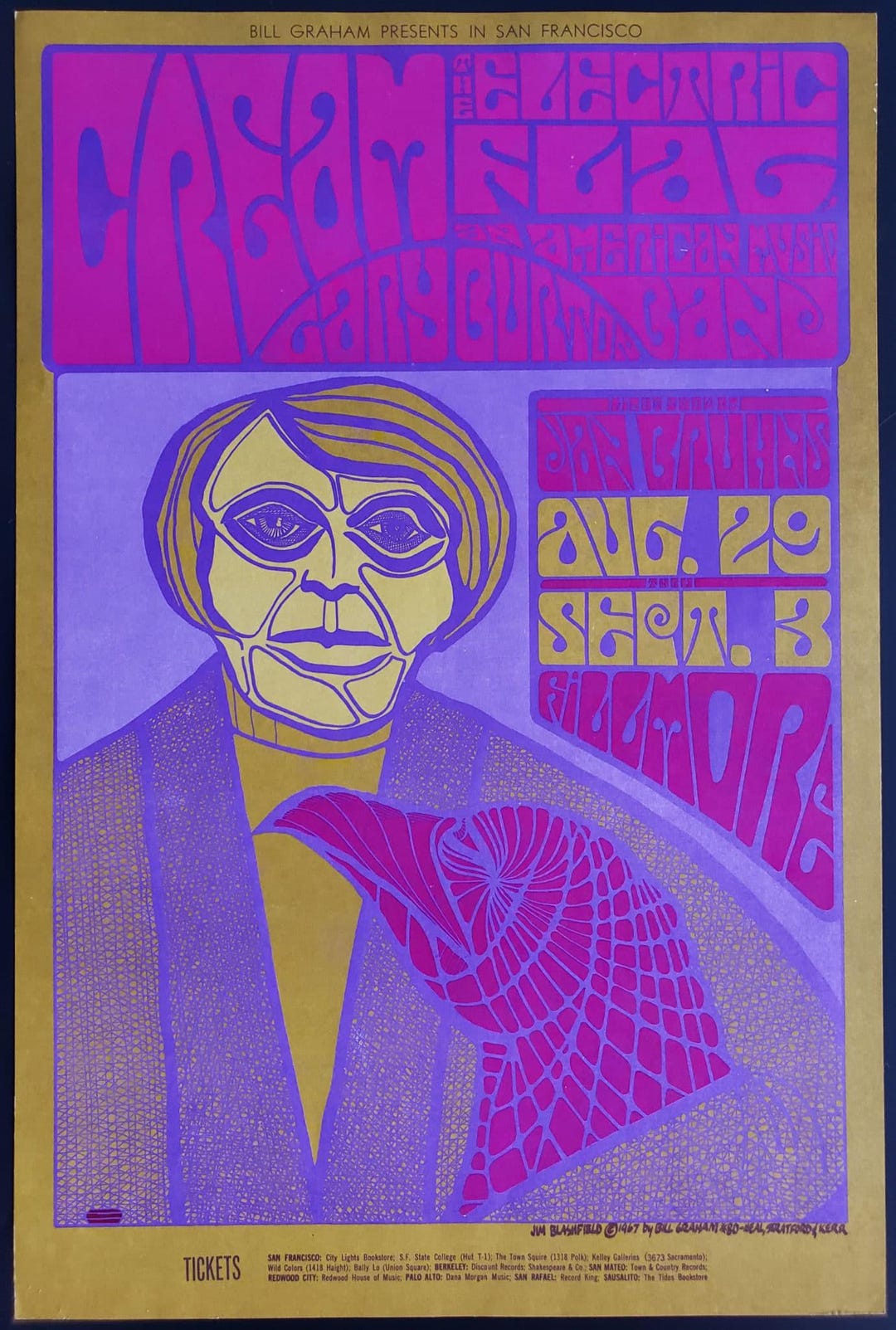 Cream Concert Poster 1967 Electric Flag Fillmore - Etsy