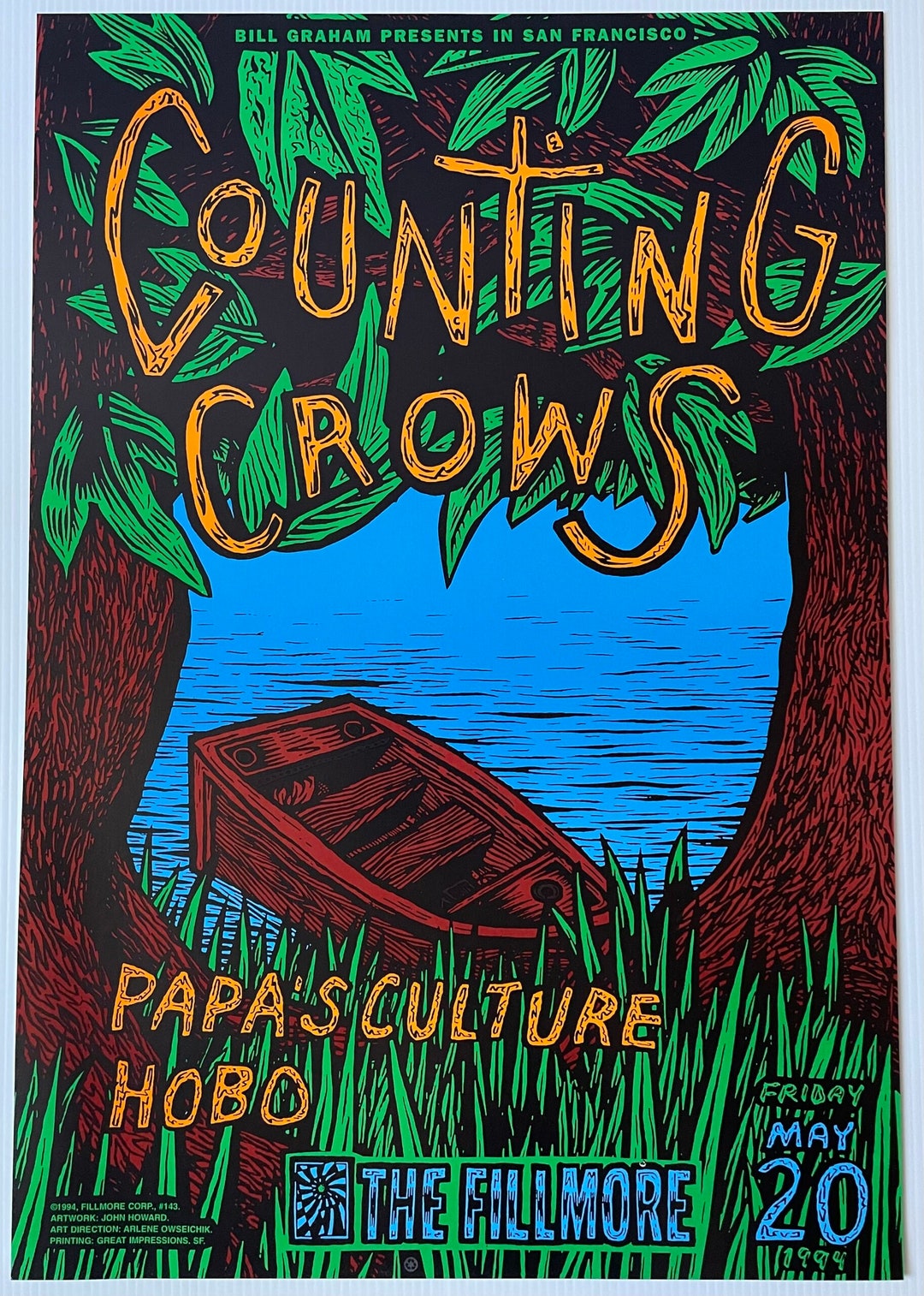 Counting Crows Concert Poster 1994 F-143 Vintage Fillmore Poster Print ...