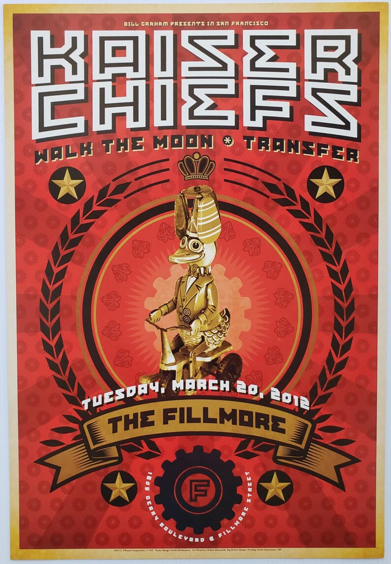 Kaiser Chiefs Concert Poster 2012 F-1145 Fillmore - Etsy Israel
