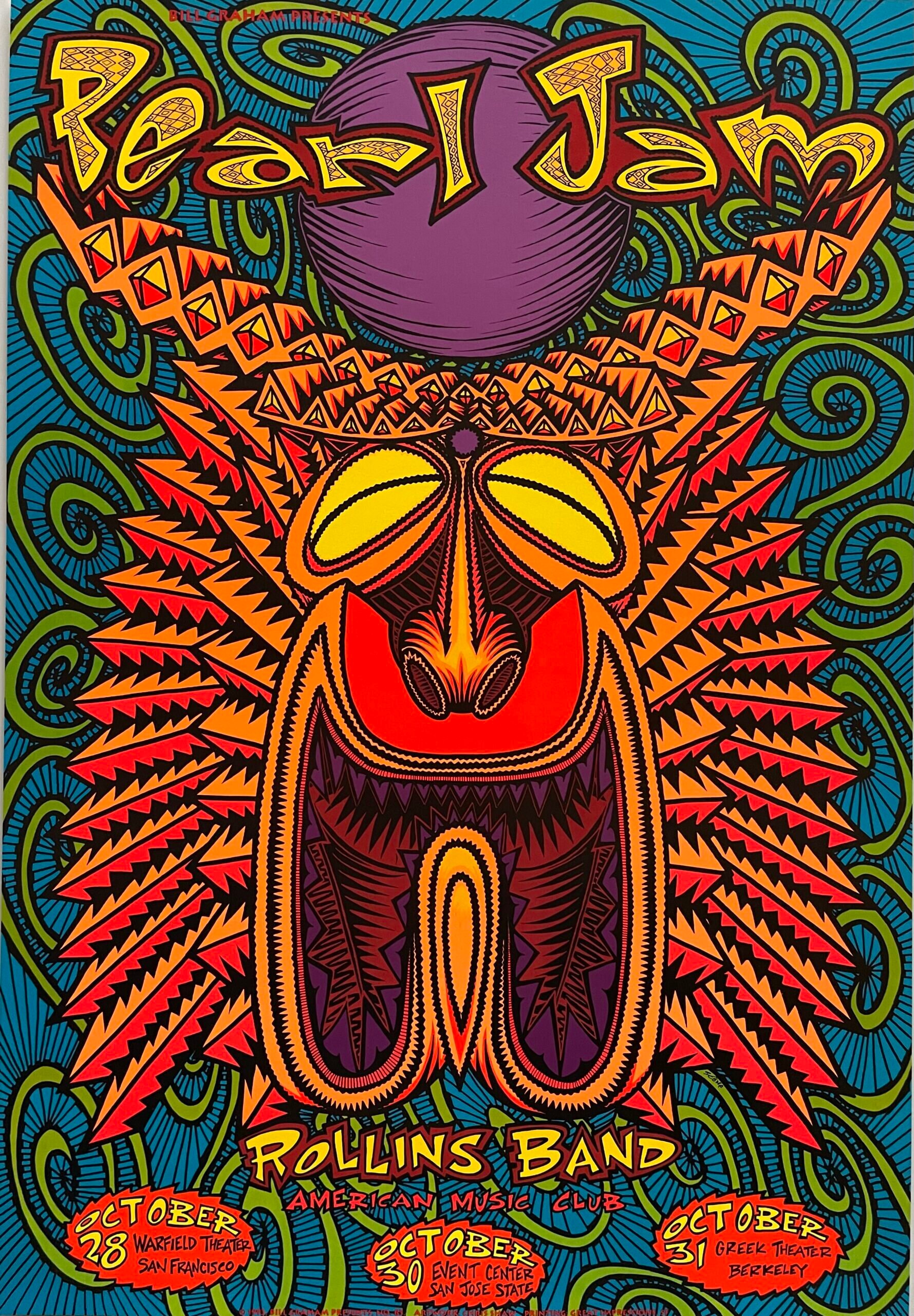 Pearl Jam Concert Poster 1993 BGP-83 Warfield Vintage Poster Print ...