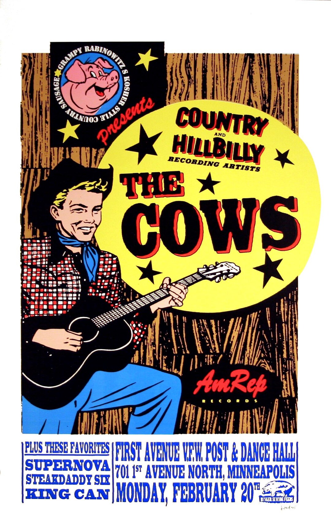 The Cows Concert Poster 1995 Kozik Minneapolis - Etsy