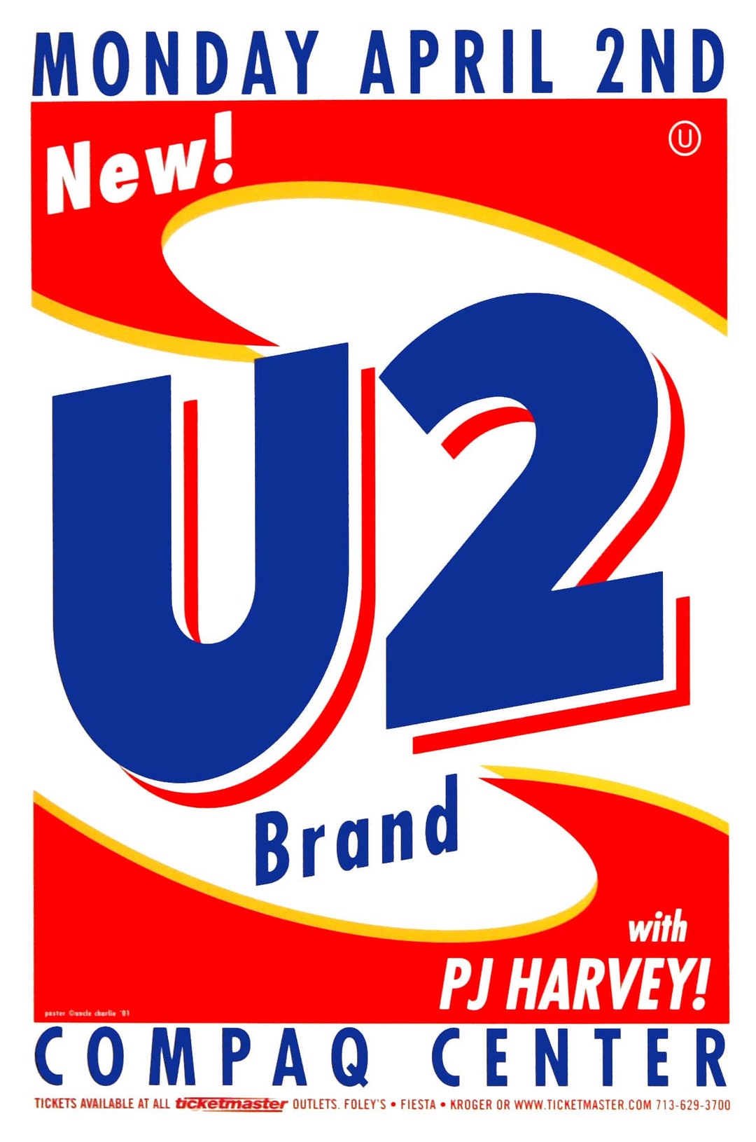U2 Concert Poster 2001 PJ Harvey Uncle Charlie Vintage Fillmore Poster ...