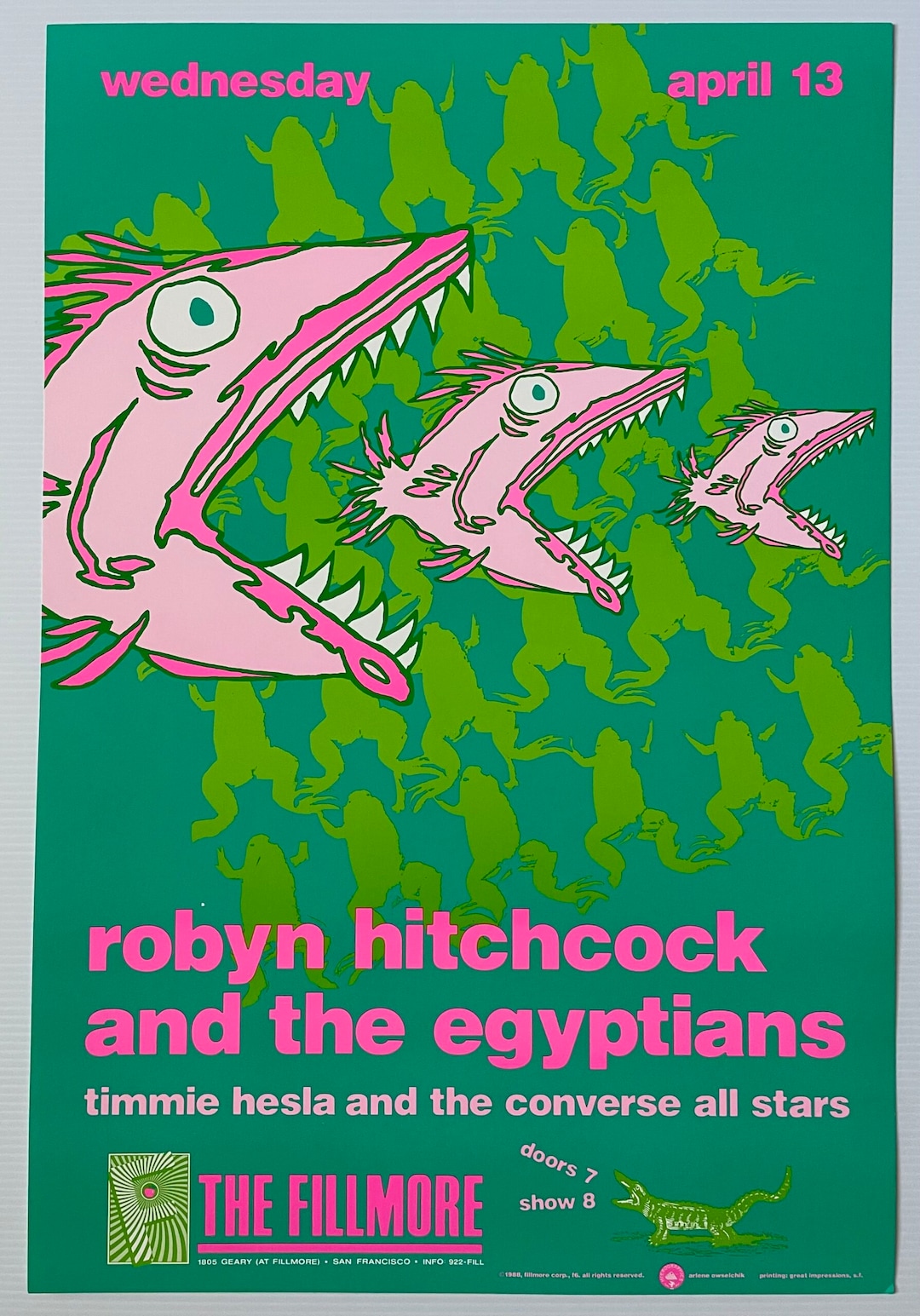 Robyn Hitchcock & the Egyptians Concert Poster 1988 F-6 Vintage ...