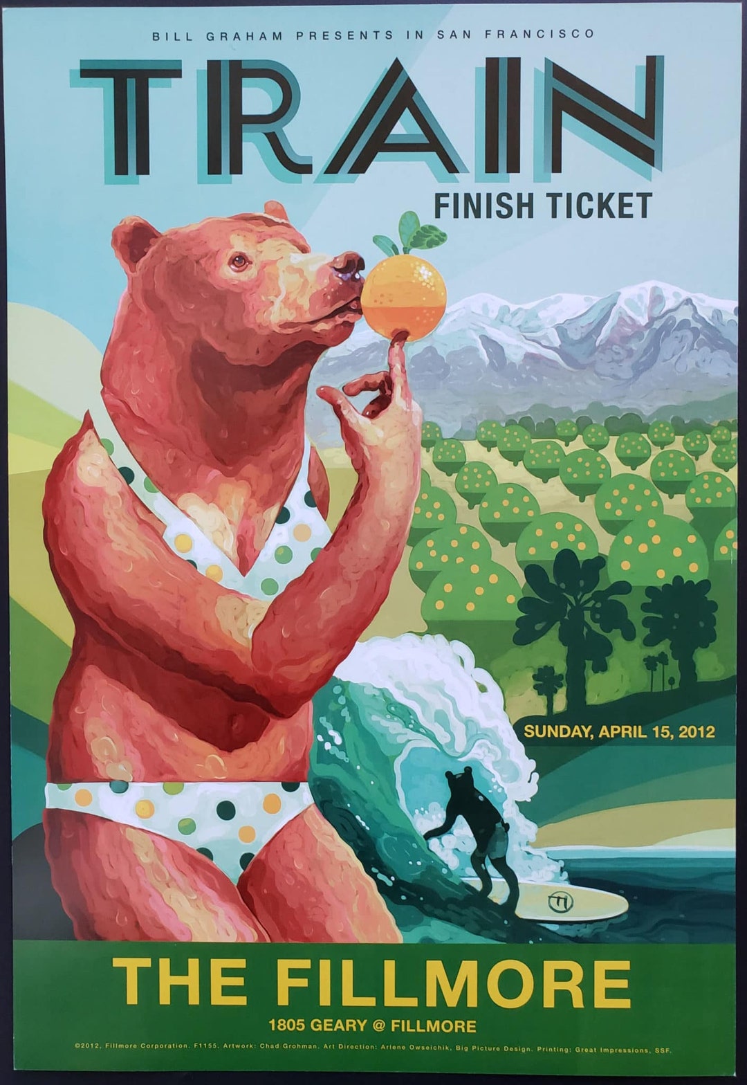 Train Concert Poster 2012 F-1155 Vintage Fillmore Poster Print ...