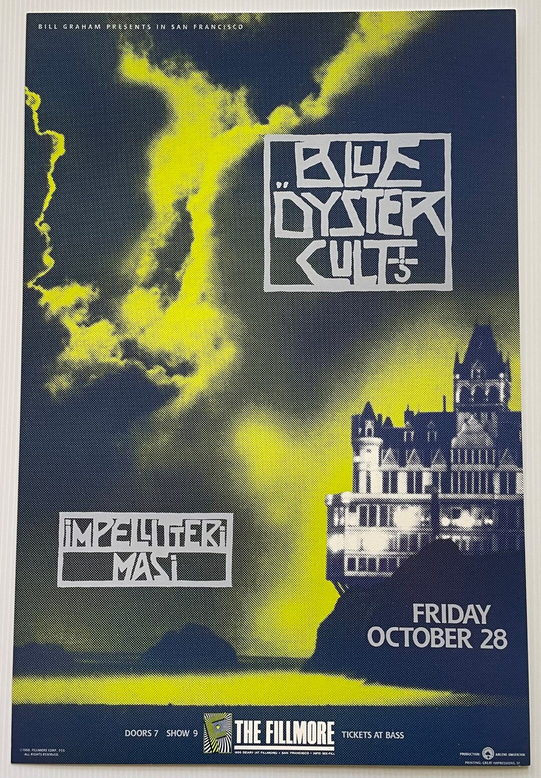Blue Oyster Cult Concert Poster 1988 F-59 Fillmore - Etsy