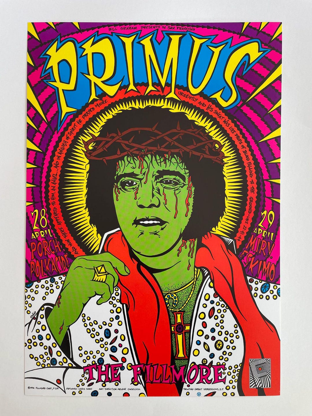 Primus Concert Poster 1994 F-124 Fillmore - Etsy
