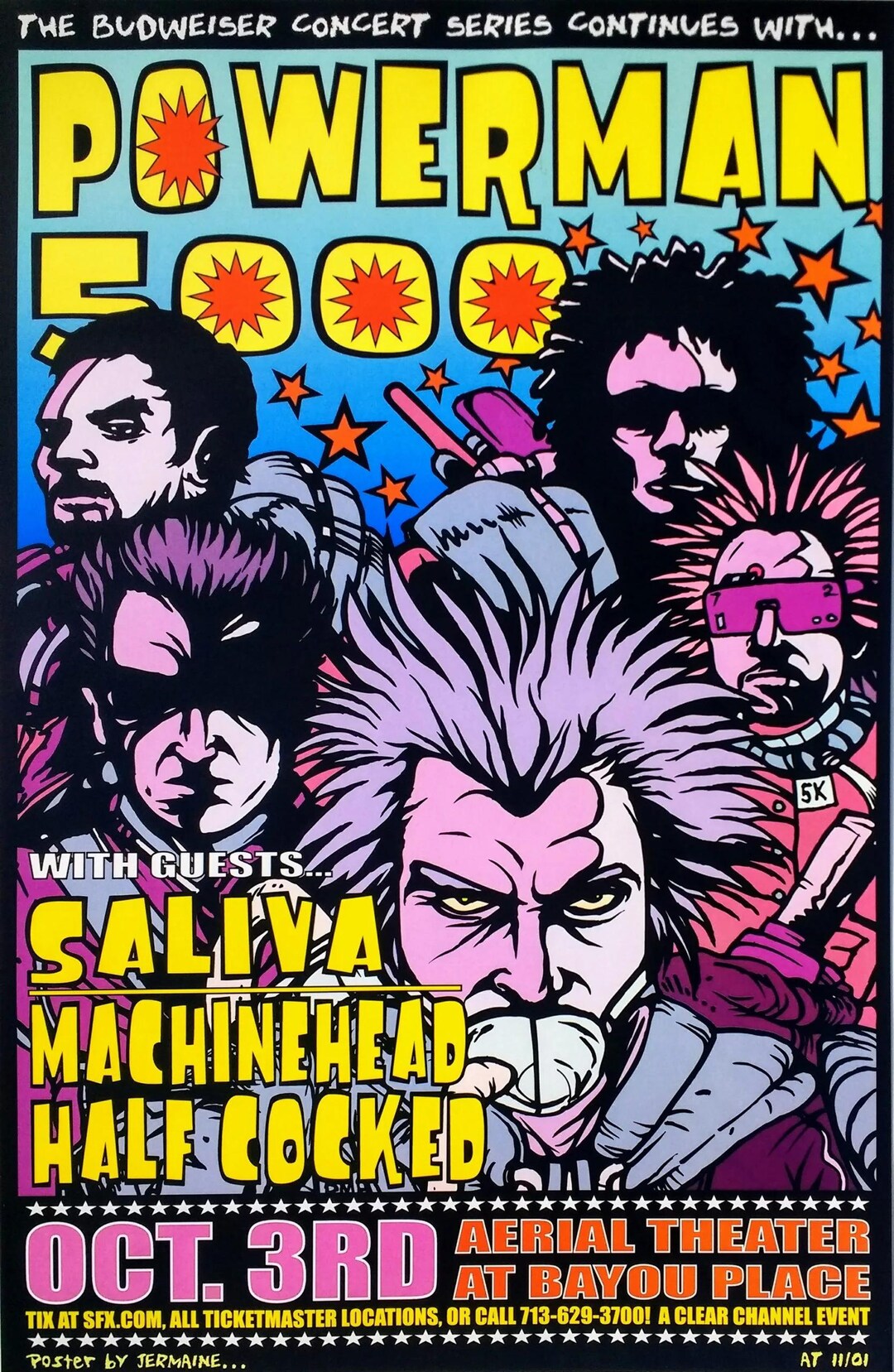 Powerman 5000 Concert Poster 2001 Jermaine Rogers Houston - Etsy