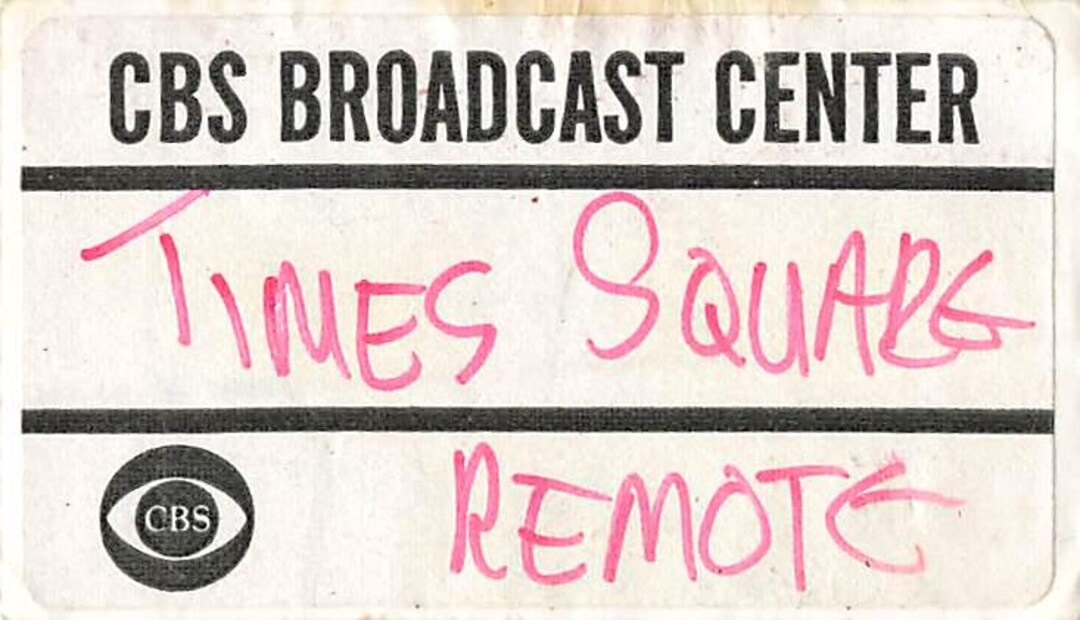 CBS Broadcast Center New Years Eve Time Square Backstage Pass White ...