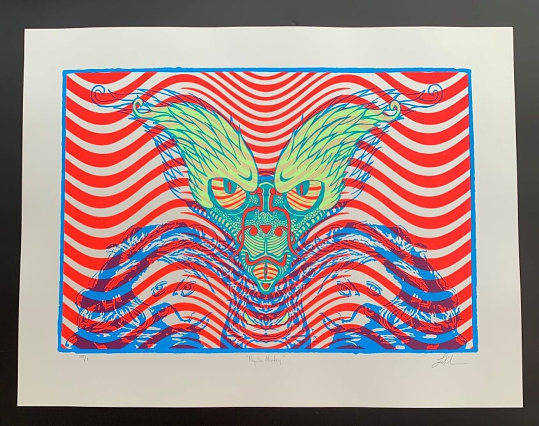 Psycho Monkey Art Print Lindsey Kuhn S/N - Etsy