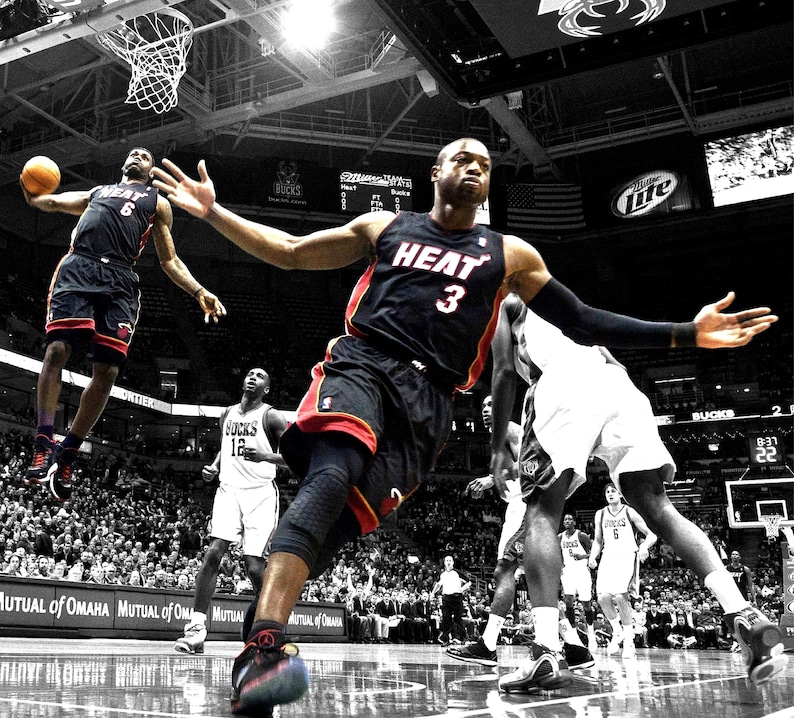 James Lebron, Dwayne Wade, Printable Poster, Miami Heat, Sports Art ...