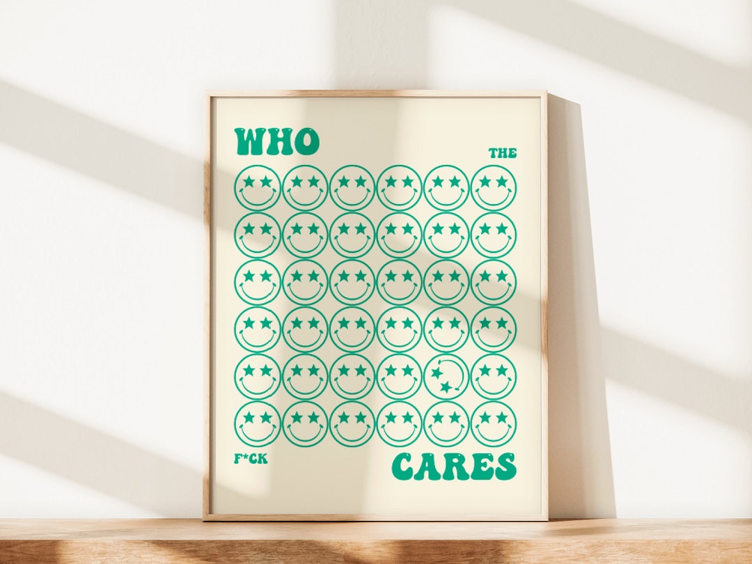 Smiley Face Poster Trendy Green Wall Art Print Digital - Etsy