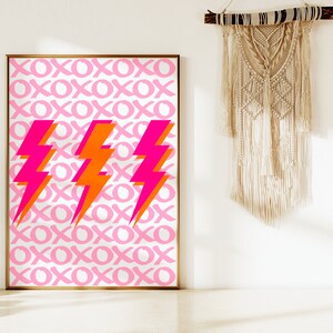 Preppy Thunder Wall Art, Preppy Room Decor, Preppy Lightning Bolt Print ...